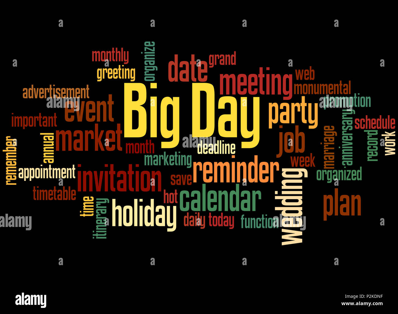 Big Day, word cloud concept on black background Stock Photo - Alamy