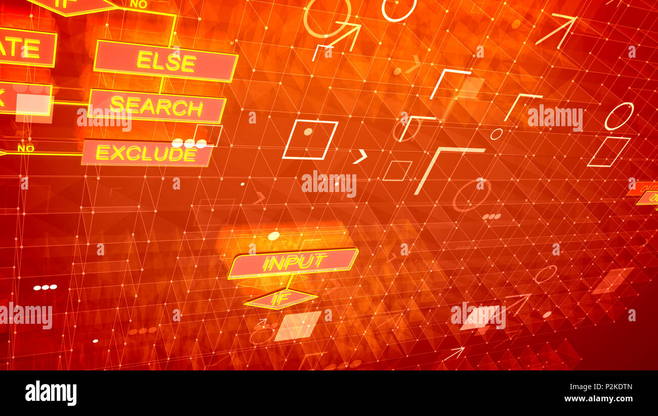 A graphic 3d illustration of computing algorithms appearing in the ...