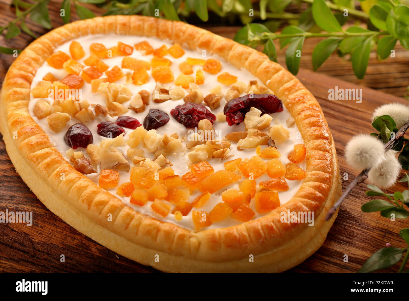 Mazurek traditional polish easter cake on wooden background Stock Photo ...