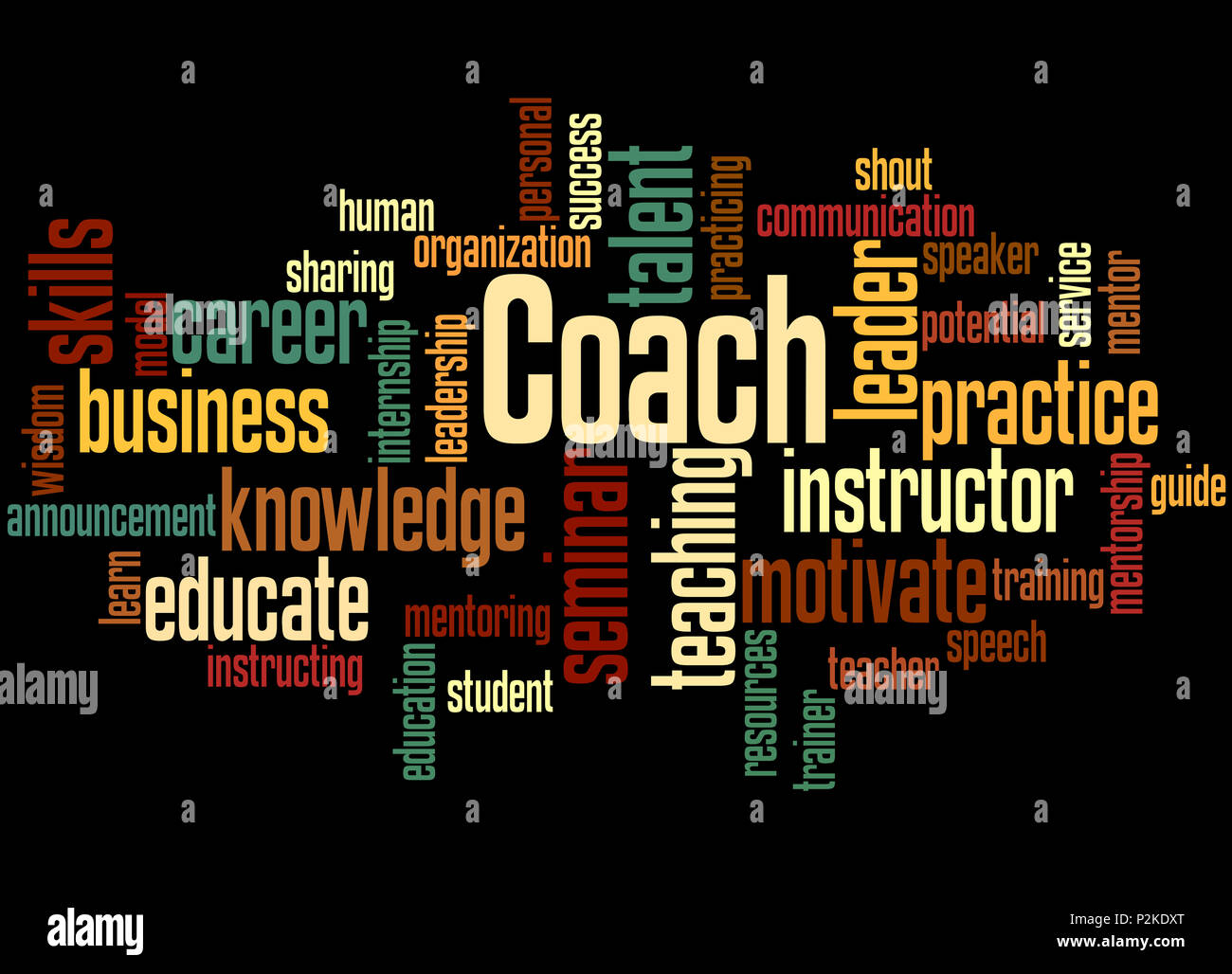 Coach, word cloud concept on black background Stock Photo - Alamy