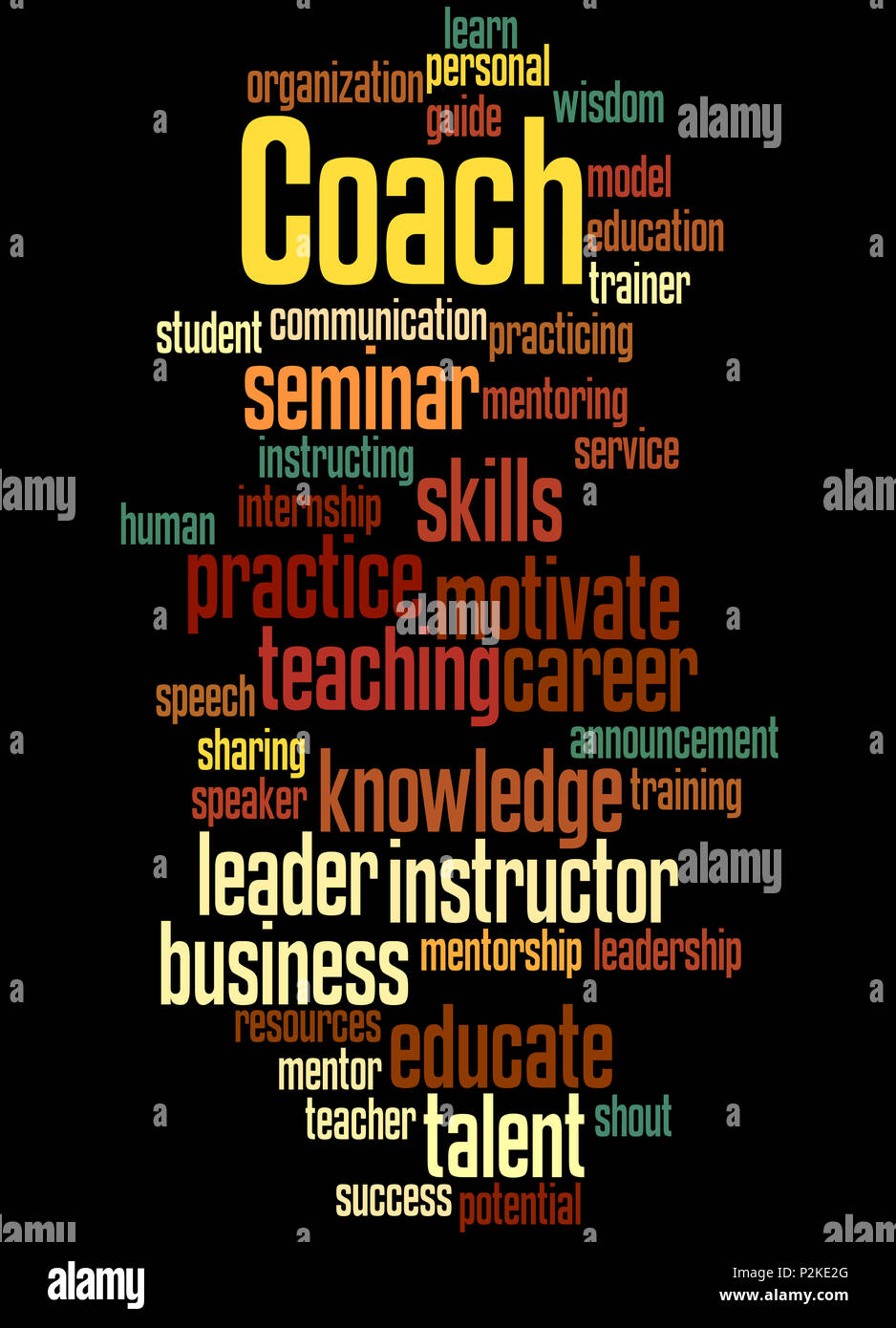 Coach, word cloud concept on black background Stock Photo - Alamy