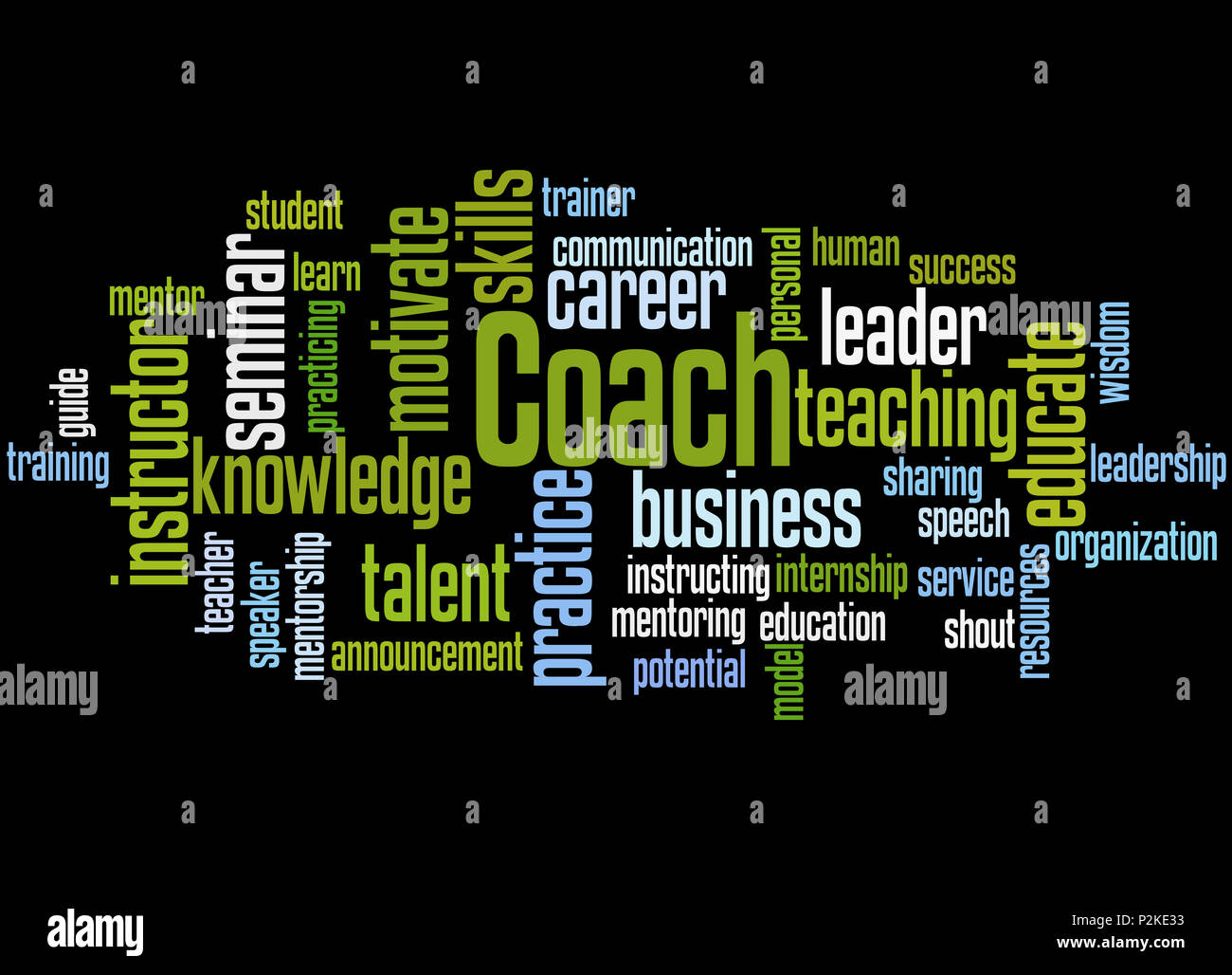 Coach, word cloud concept on black background Stock Photo - Alamy