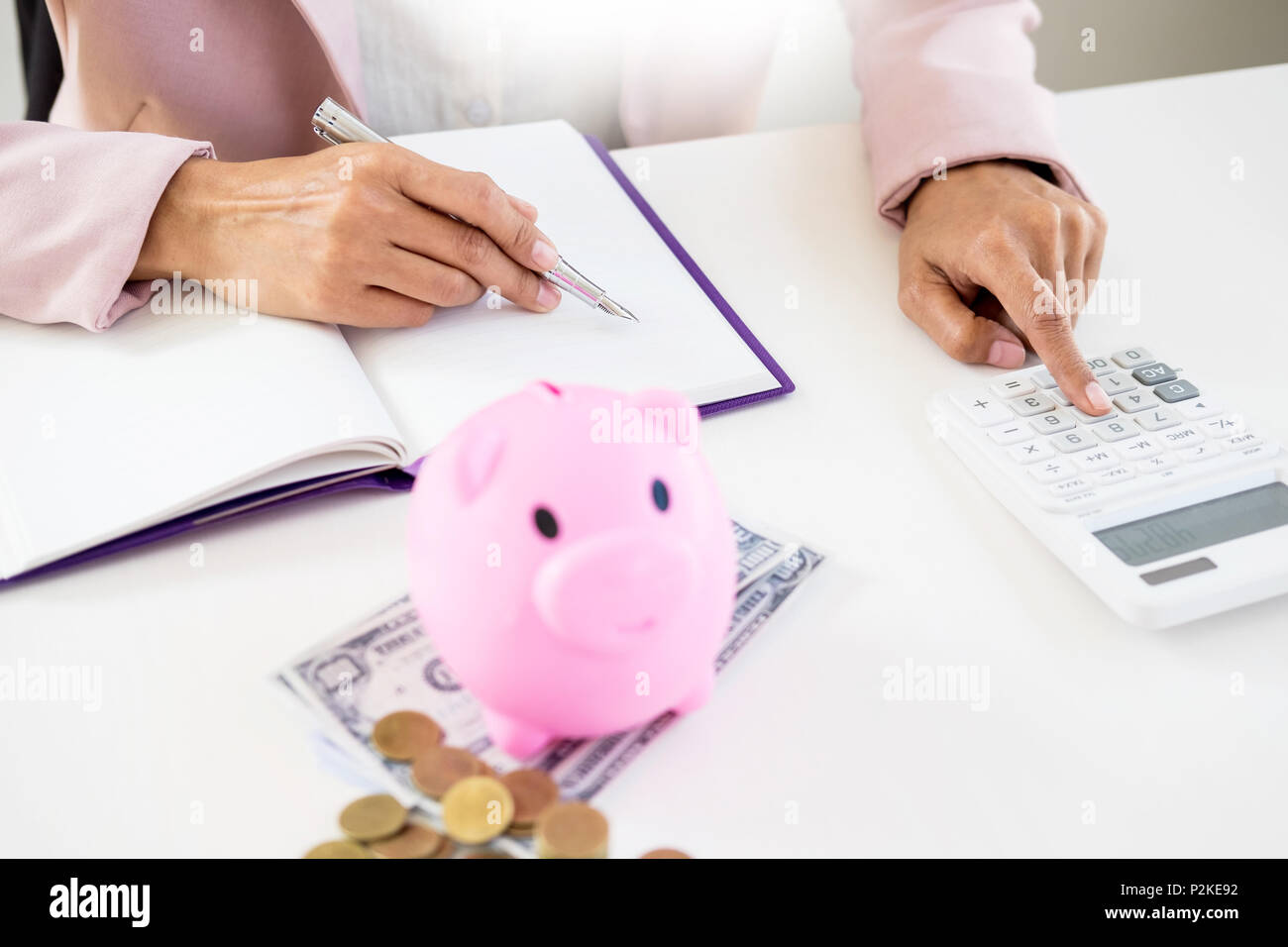 business man counting money at the table, accounting concept Stock ...