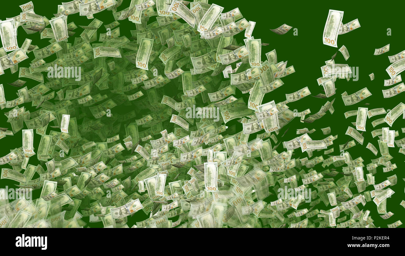 A festive 3d illustration of American dollars blasting like a cheerful ...