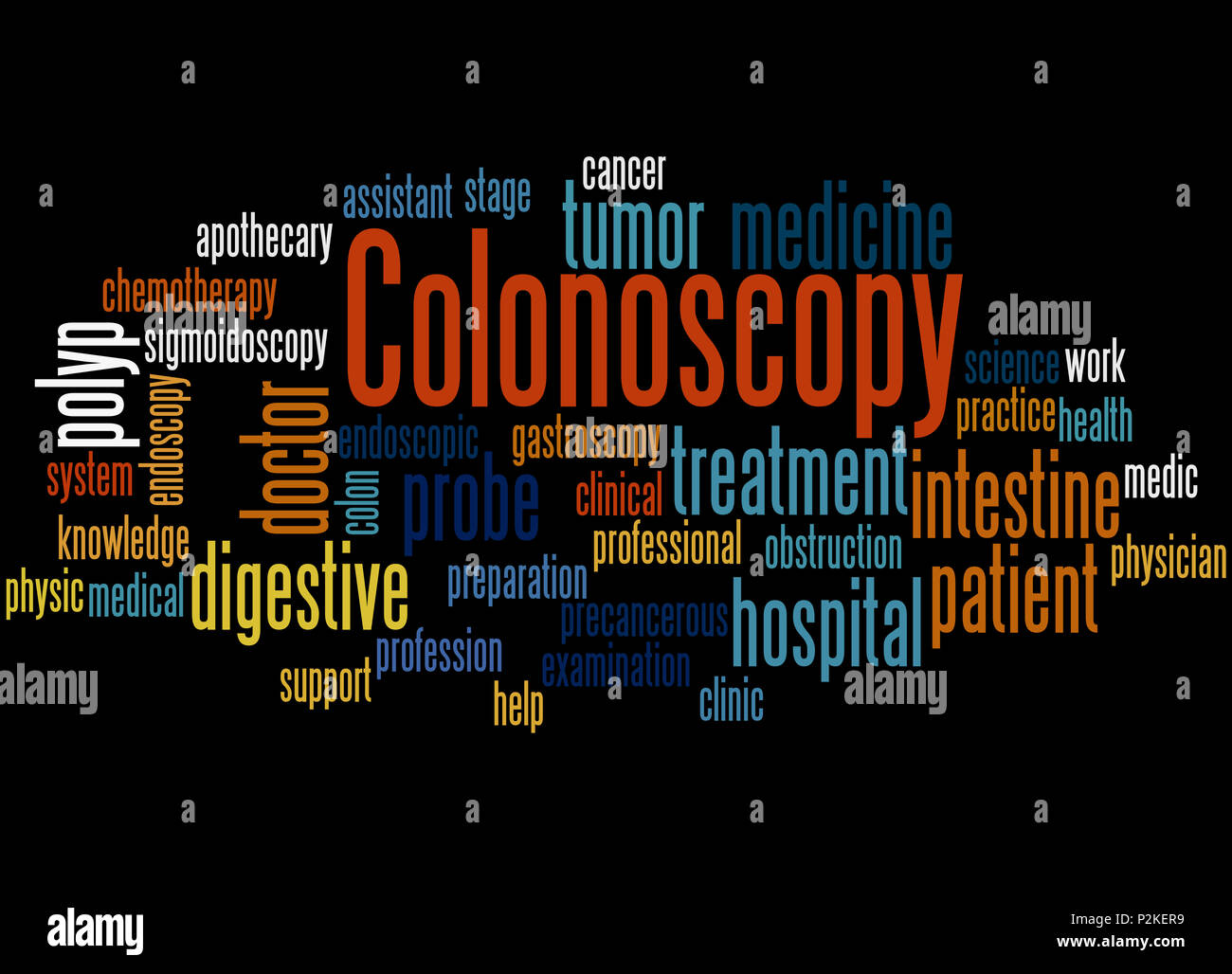 Colonoscopy, word cloud concept on black background Stock Photo - Alamy