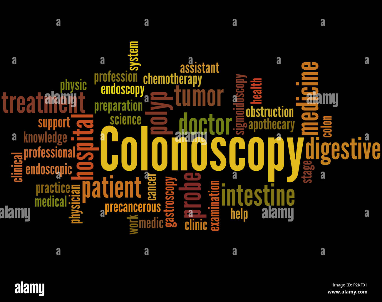 Colonoscopy, word cloud concept on black background Stock Photo - Alamy
