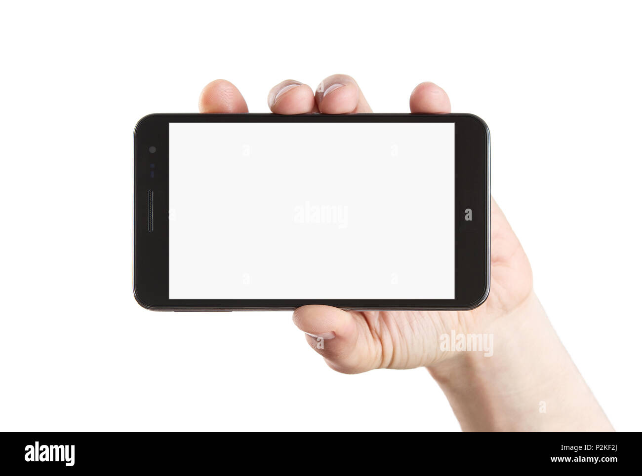 Human hand holding mobile phone Cut Out Stock Images & Pictures - Alamy