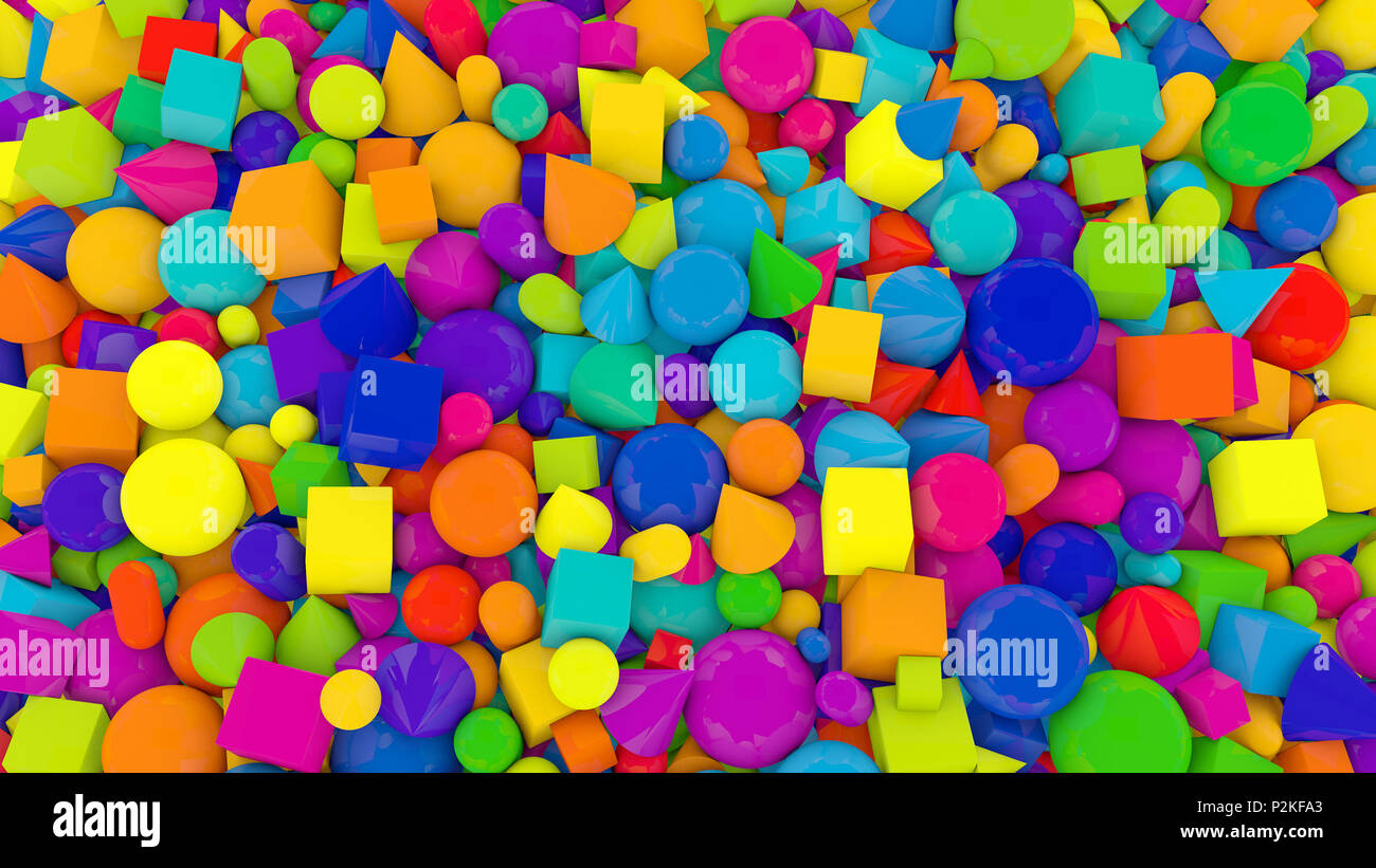 A jolly 3d illustration of different shape and color figures backdrop ...