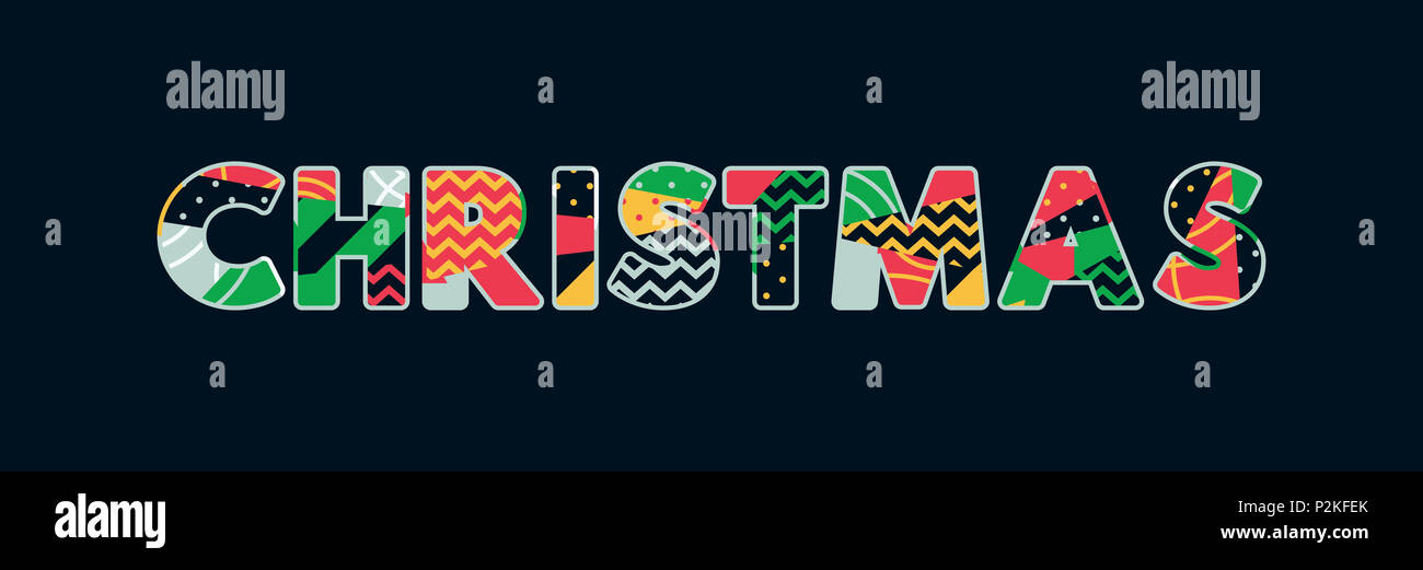 The word CHRISTMAS concept written in colorful abstract typography ...