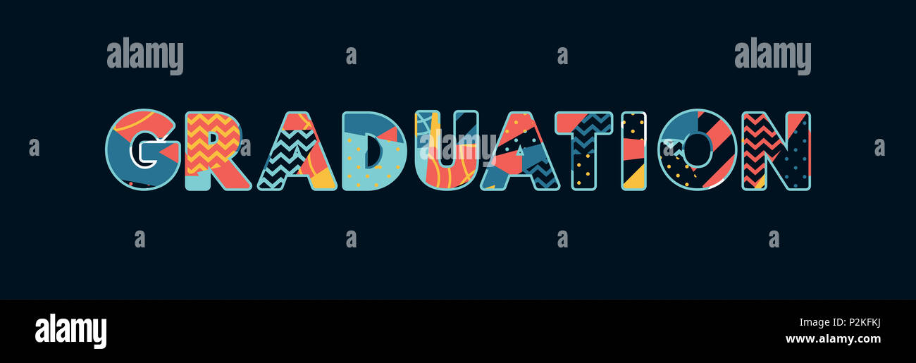 The word GRADUATION concept written in colorful abstract typography ...