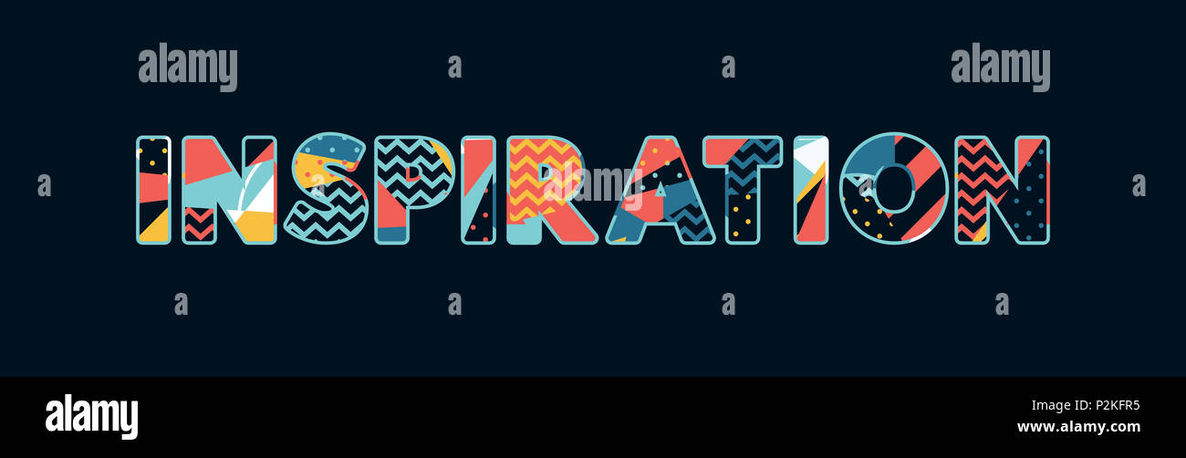 The word INSPIRATION concept written in colorful abstract typography ...