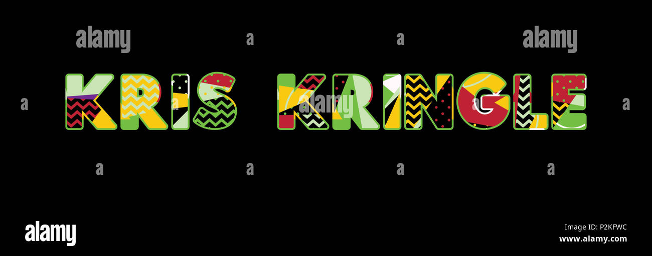 The name KRIS KRINGLE concept written in colorful abstract typography ...