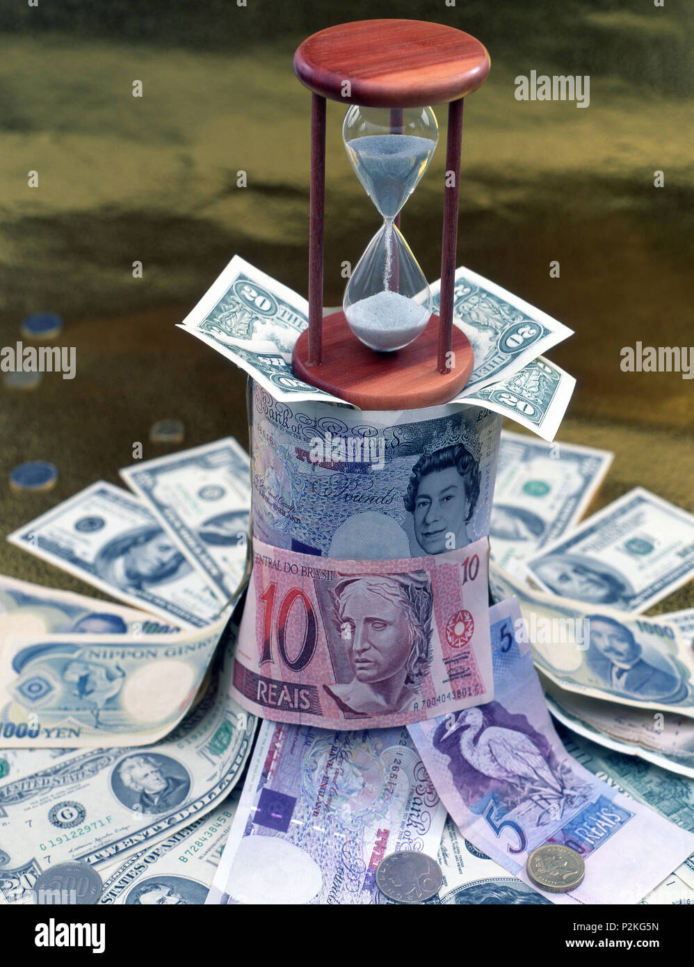 Objects, Hourglass, Money Stock Photo - Alamy
