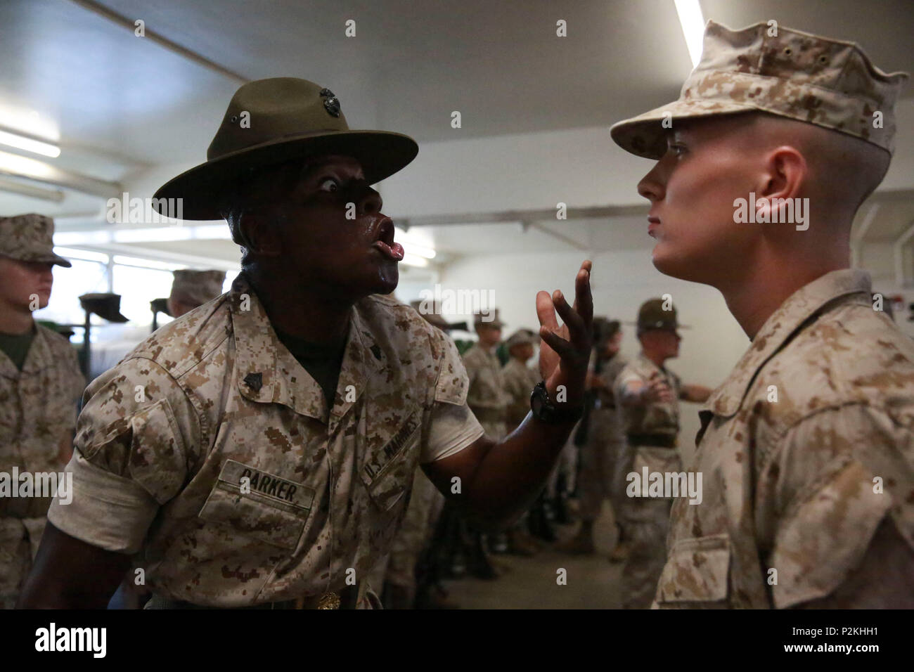 A drill instructor from Alpha Company, 1st Recruit Training Battalion ...