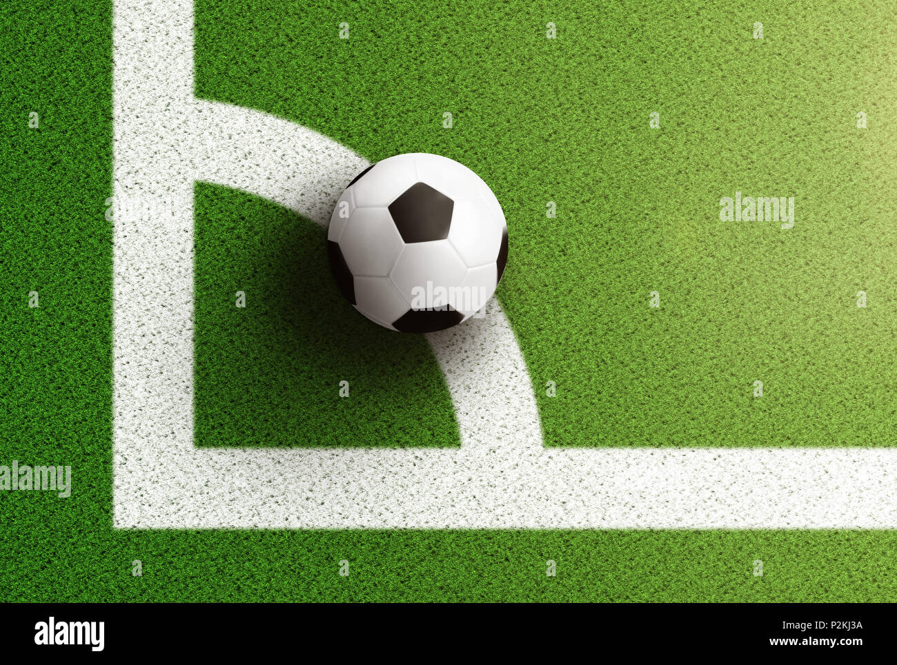 top view of soccer ball on corner arc line of soccer field Stock Photo ...