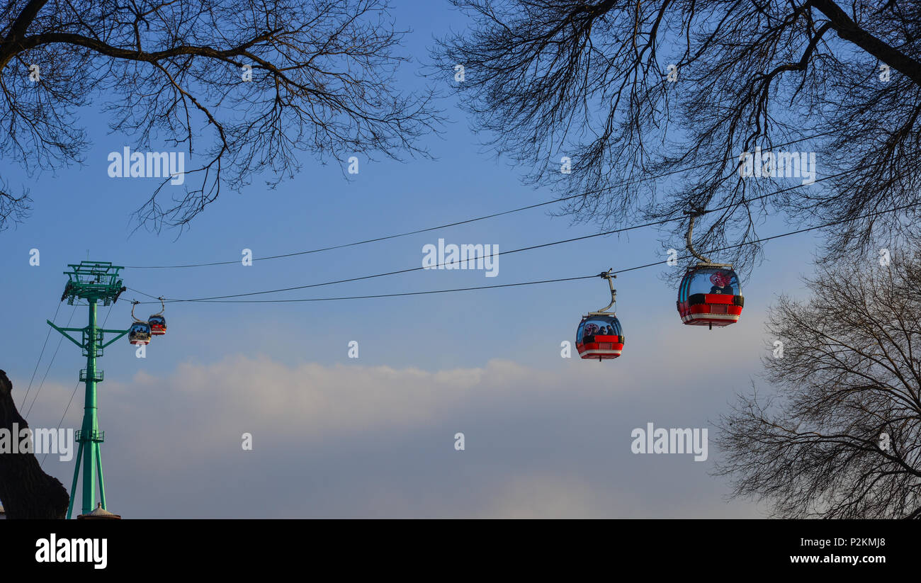 Harbin, China - Feb 22, 2018. Cable car with tree park in Harbin, China ...