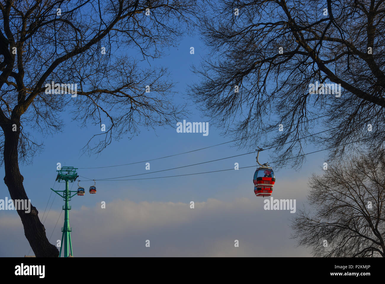 Harbin, China - Feb 22, 2018. Cable car with tree park in Harbin, China ...