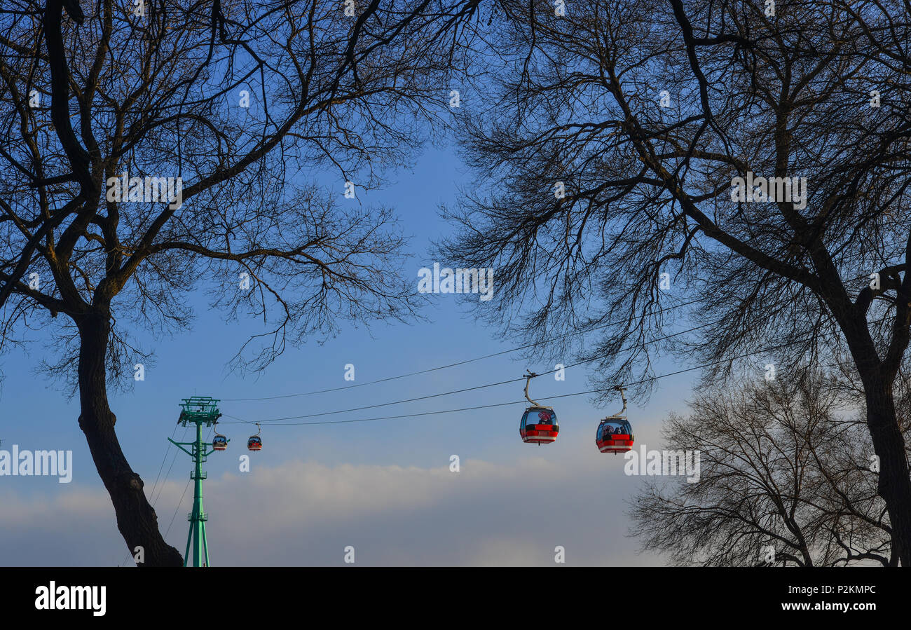 Harbin, China - Feb 22, 2018. Cable car with tree park in Harbin, China ...