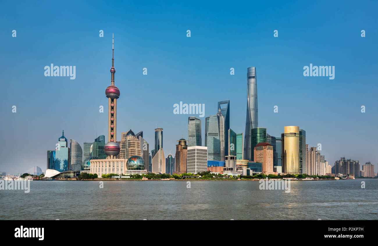 Shanghai skyline in sunny day, China Stock Photo - Alamy
