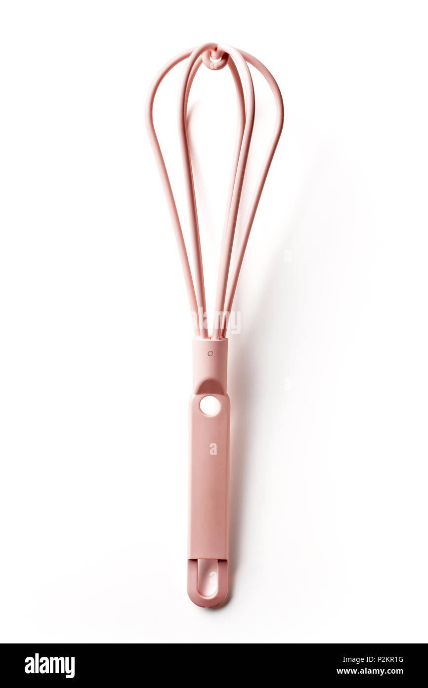 Pink kitchen whisk isolated on white background, top view Stock Photo ...