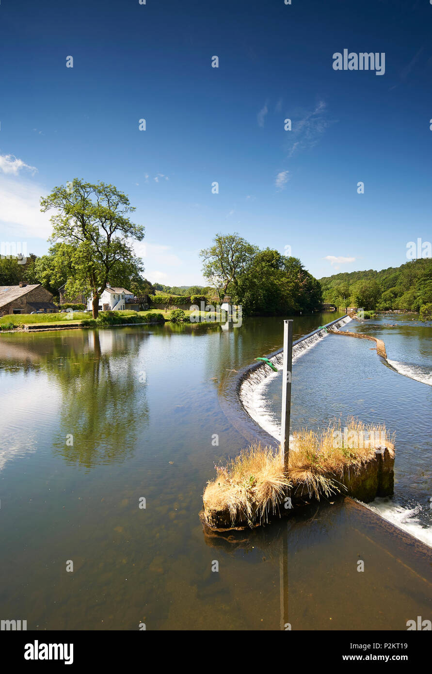 Weir and Fish Ladders on the River Leven, The Lake District National ...