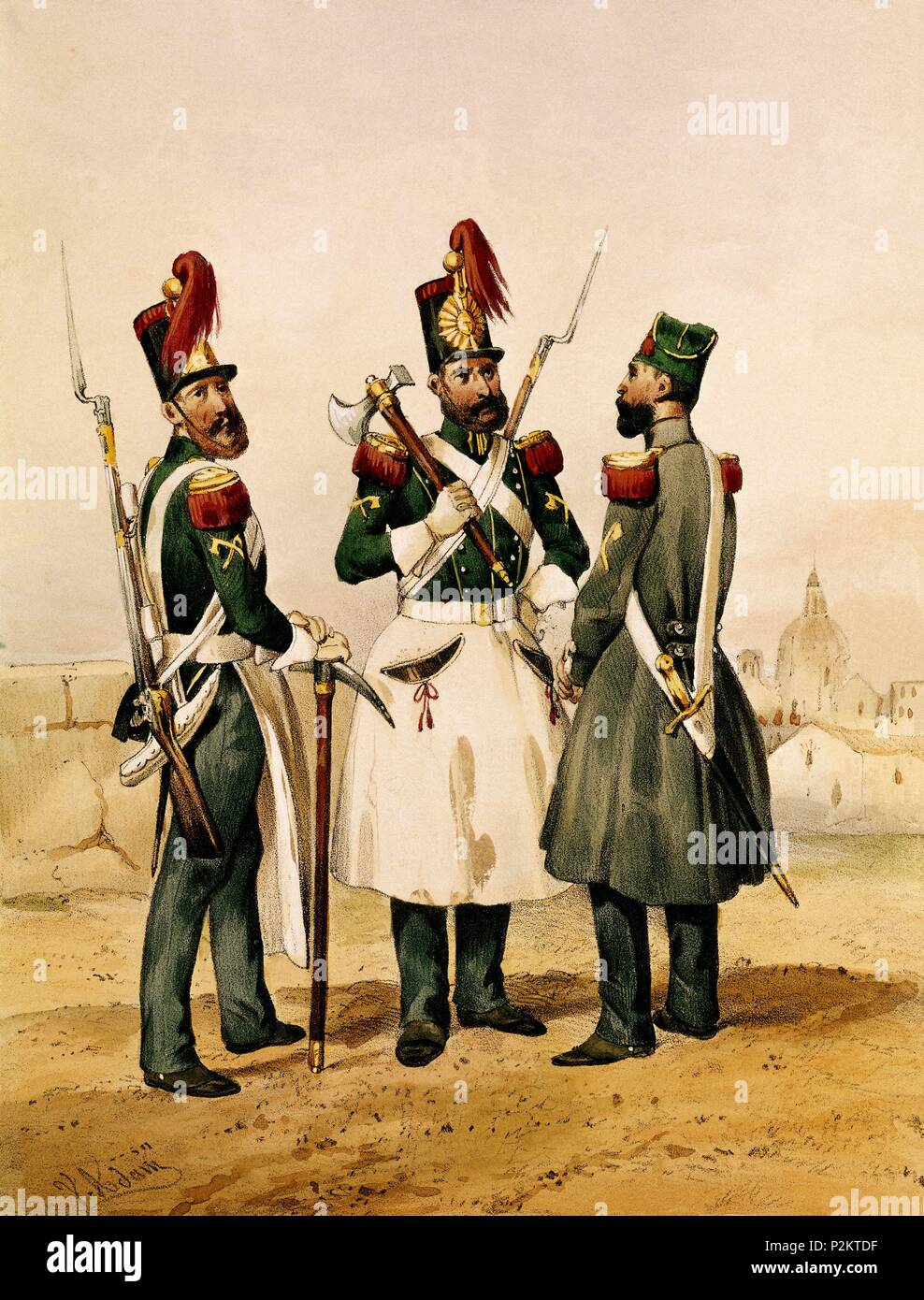 Uniform of sapper in the infantry. Madrid, Military historical archives ...