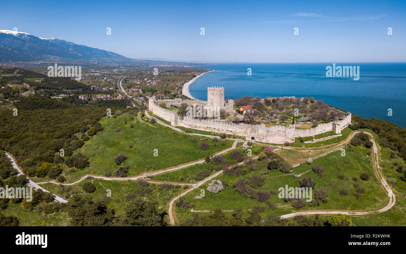 Aerial view of the Platamon Castle which is located southeast of Mount ...