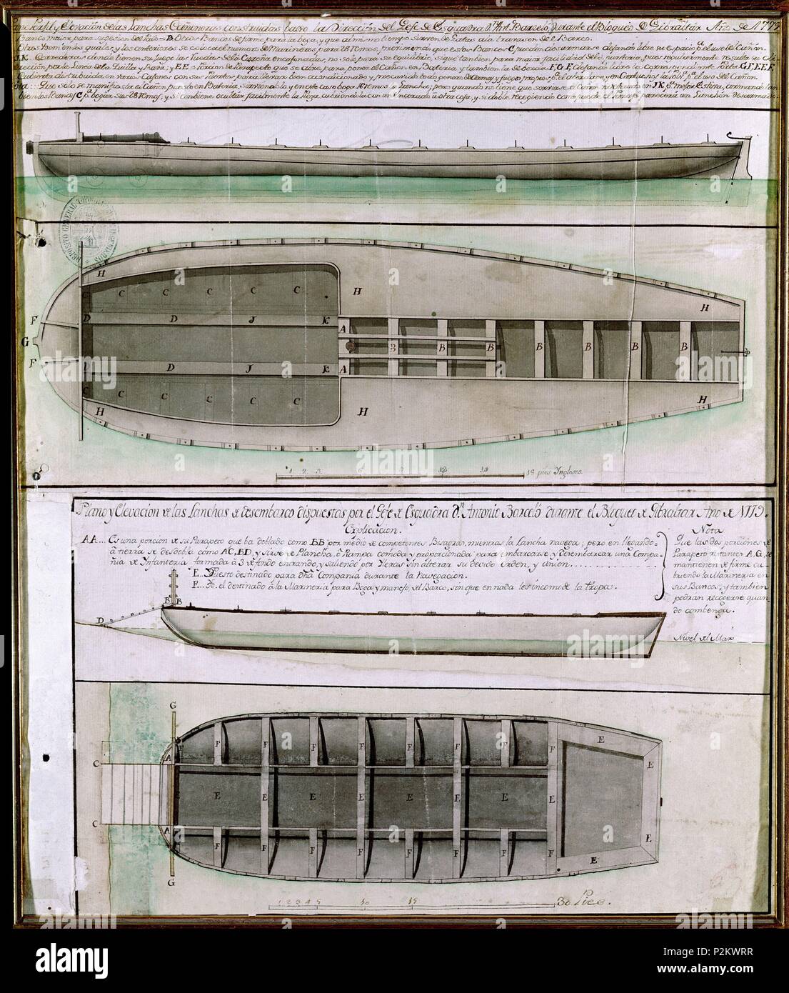 Plans for the construction of a boat. 1778-1779. Madrid, Military ...