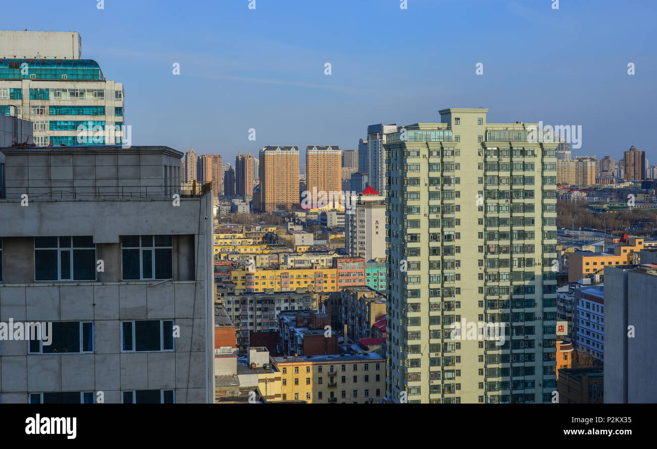 Harbin, China - Feb 26, 2018. Cityscape of Harbin, China. Harbin is the ...