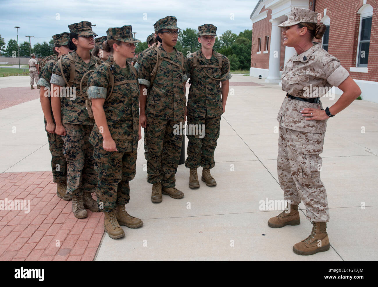 U.S. Marine Drill Instructor Gunnery Sgt. Leigh Bibona gives special ...