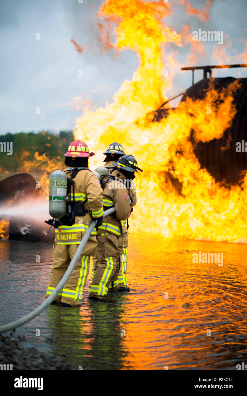 914th Fire Department personnel conduct annual training which involves ...