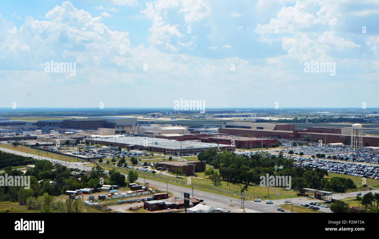 An aerial view of Building 3001 at Tinker Air Force Base in Midwest ...