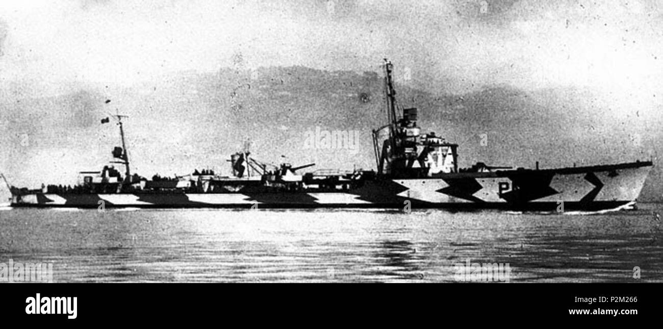 . English: The Italian destroyer Leone Pancaldo (1929-1943). 1943 ...