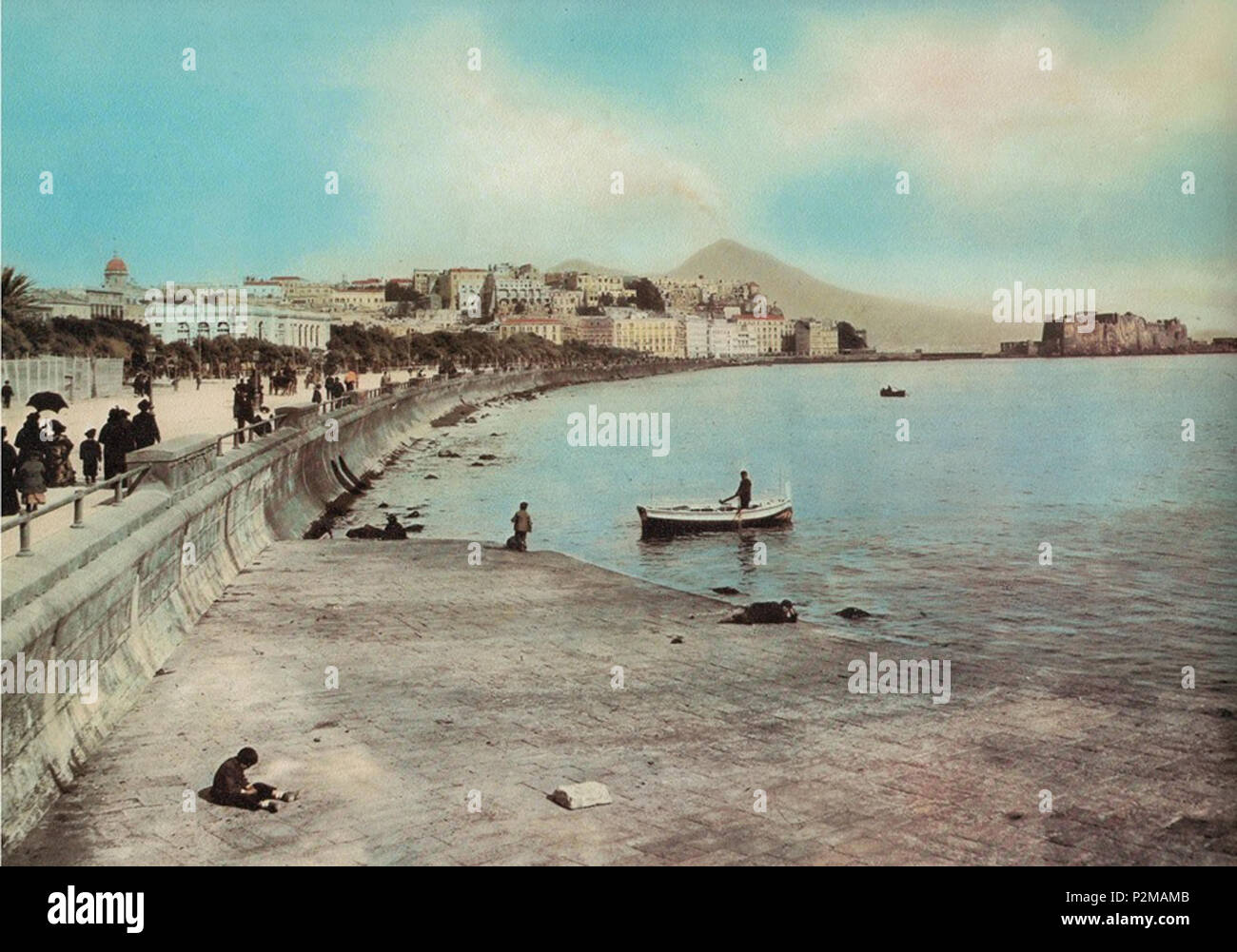 . Napoli, via Caracciolo. Cartolina colorata. Autore sconosciuto. 19th ...