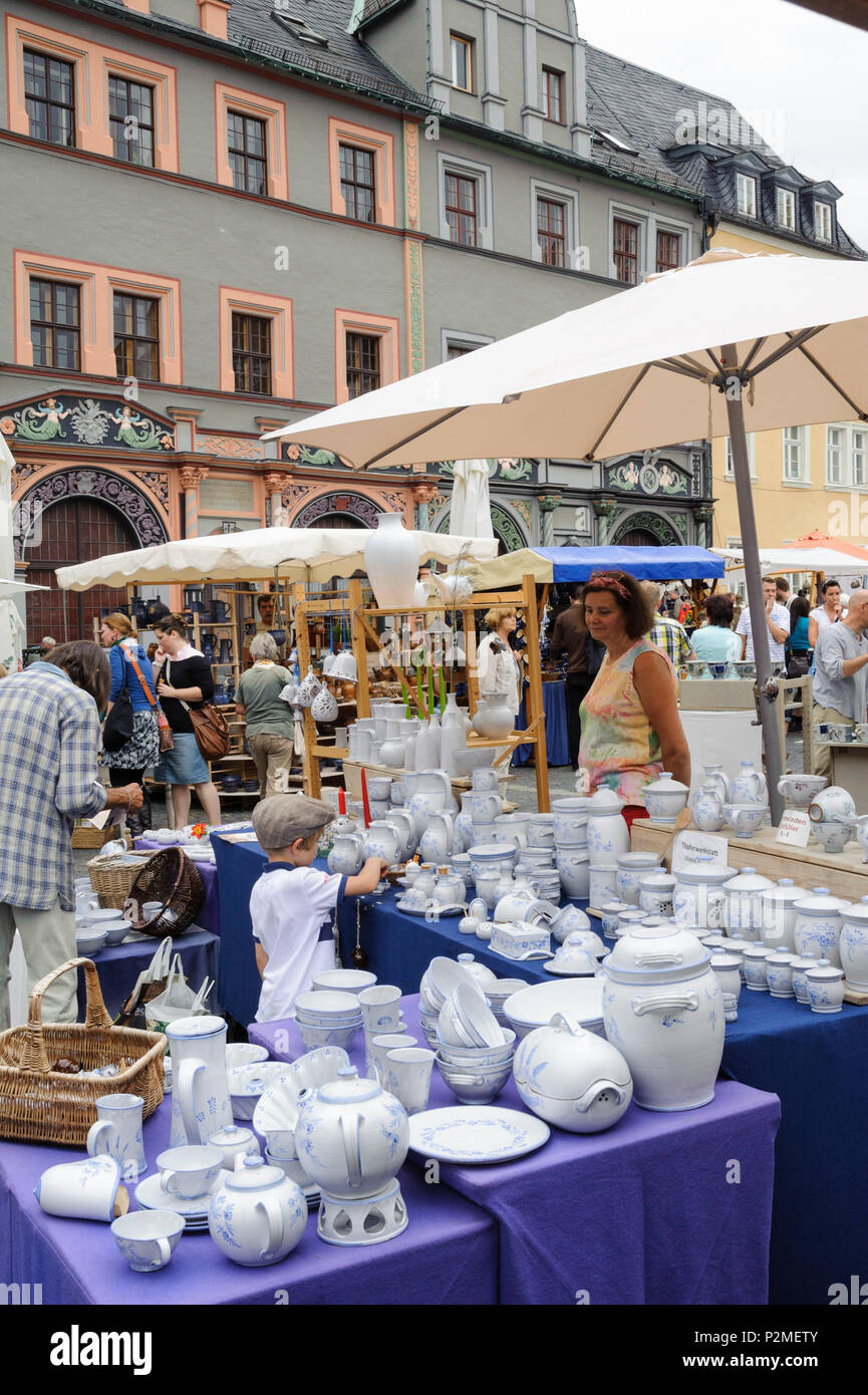 Pottery at the Pottery market, Weimar, Thuringia, Germany Stock Photo ...