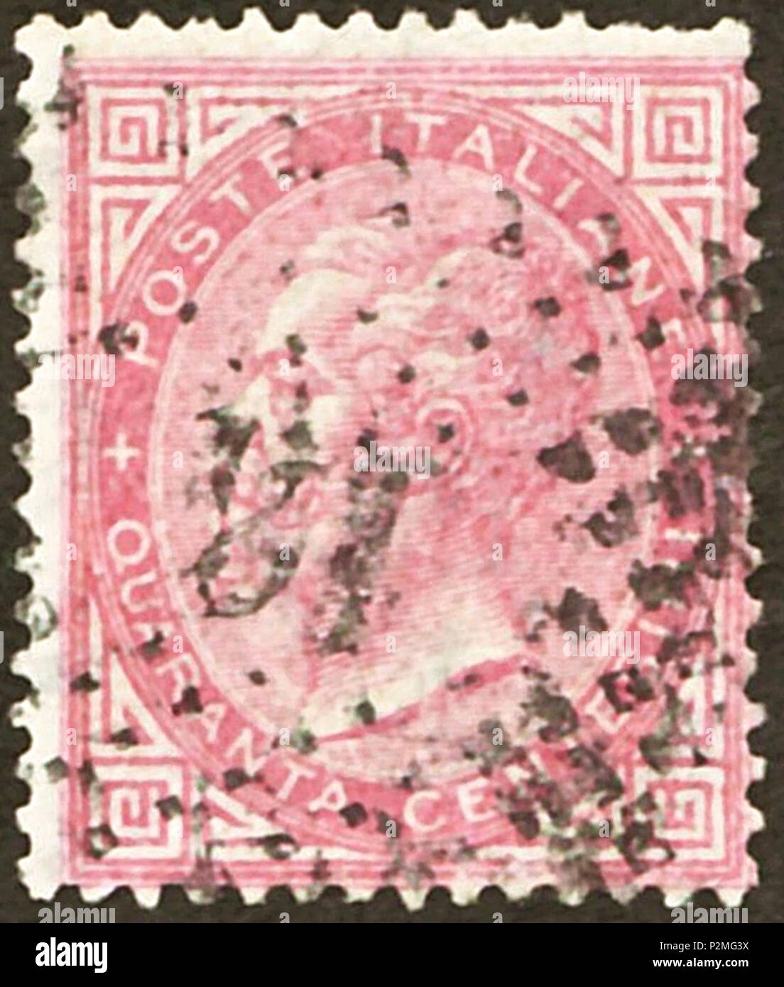 . Stamp of the Kingdom of Italy; 1863; definitive stamp with portrait ...