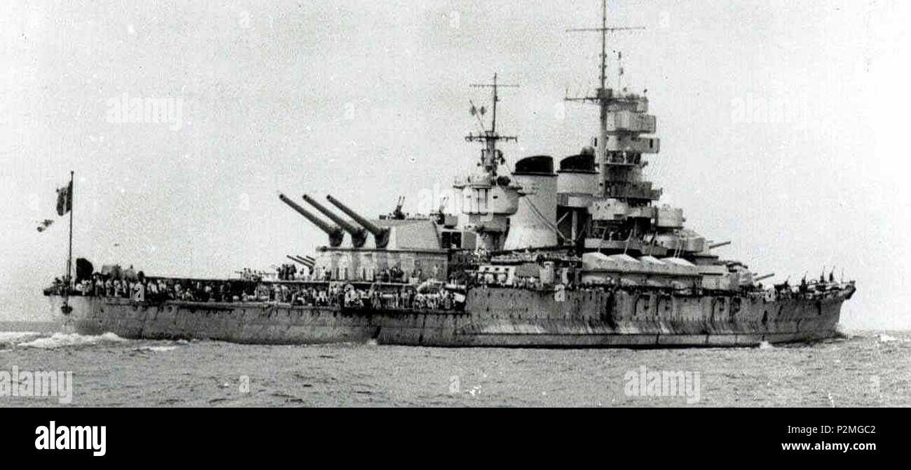 . English: The Italian battleship Roma . Sometime in 1942 or in 1943 ...