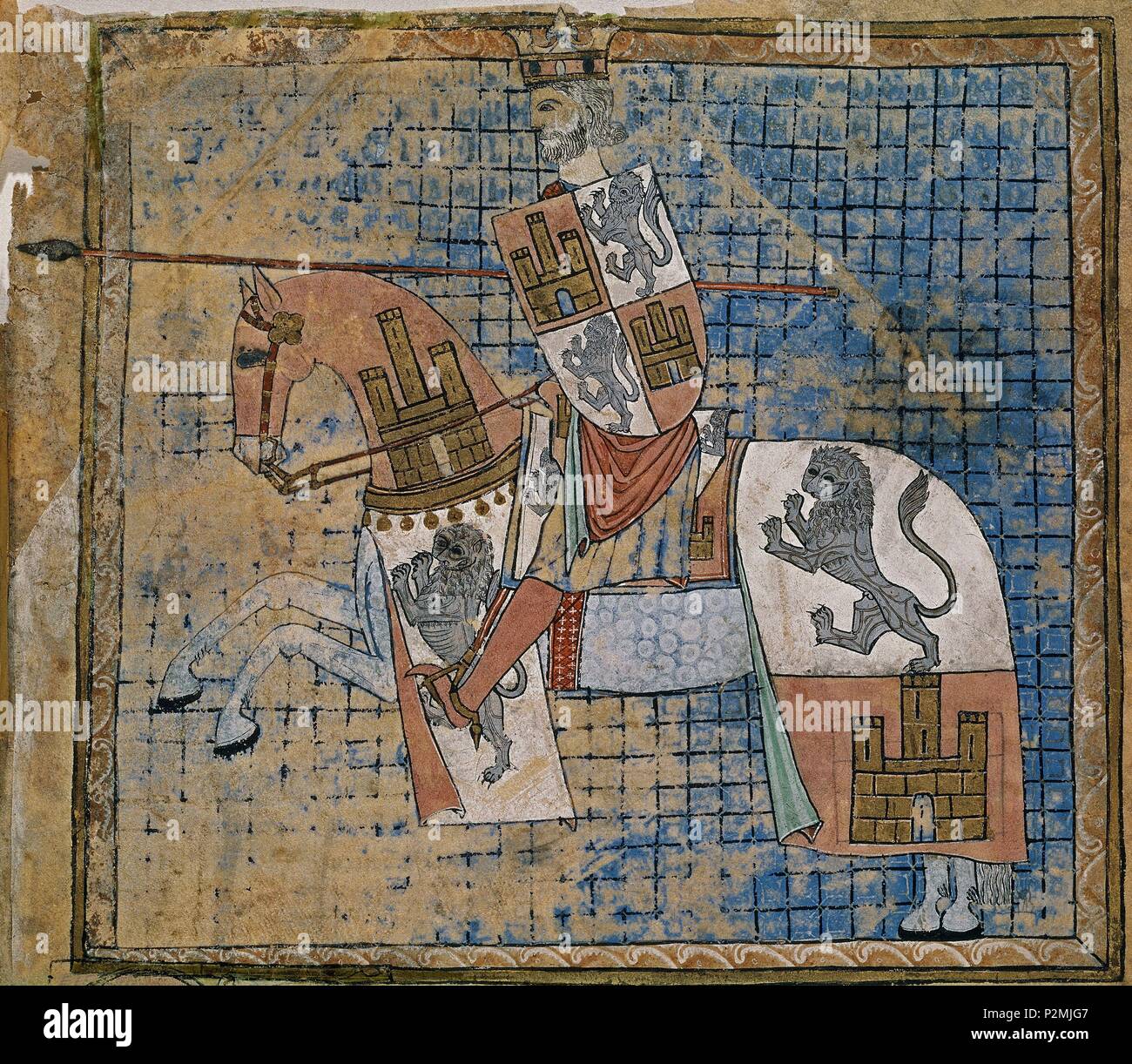 ALFONSO X EL SABIO CON LAS ARMAS DE LEON Y CASTILLA - TUMBO A - FOL 71 ...