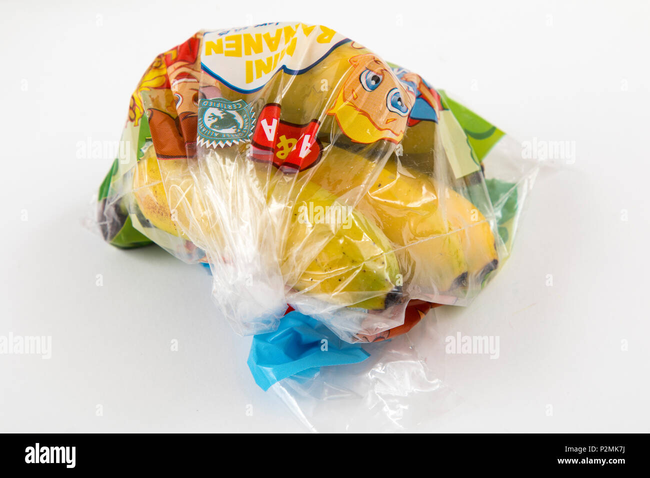 Fresh food, fruits, each individually packaged in plastic wrap, all ...