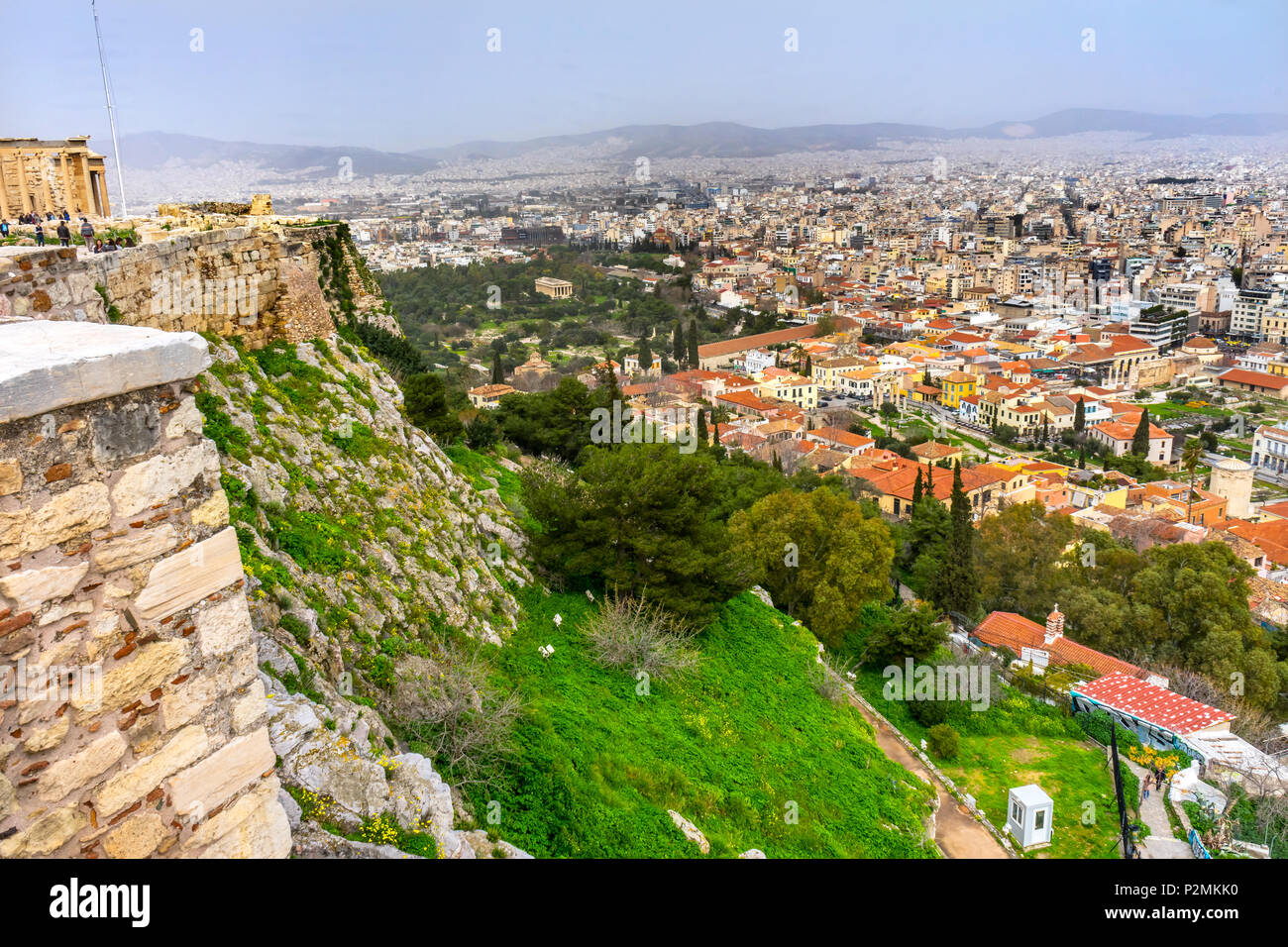 Ancient Agora Greek Marketplace From Acropolis Athens Greece. Temple of ...