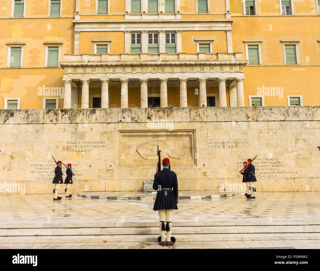 Changing the Guard Tomb of Unknown Soldiers Syntagma Square in front of Parliament Athens Greece ...