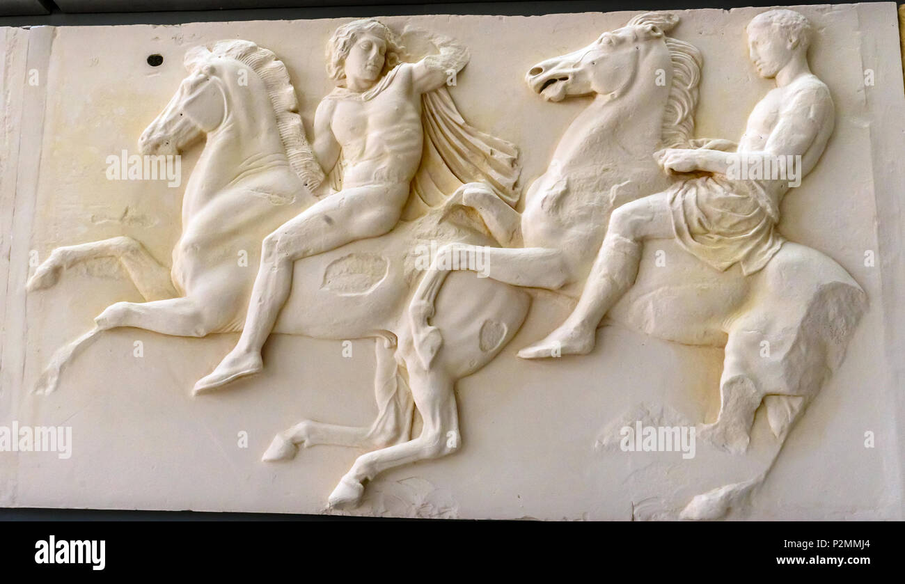Men Horses Panel Parthenon Acropolis Athens Greece. Parthenon created ...