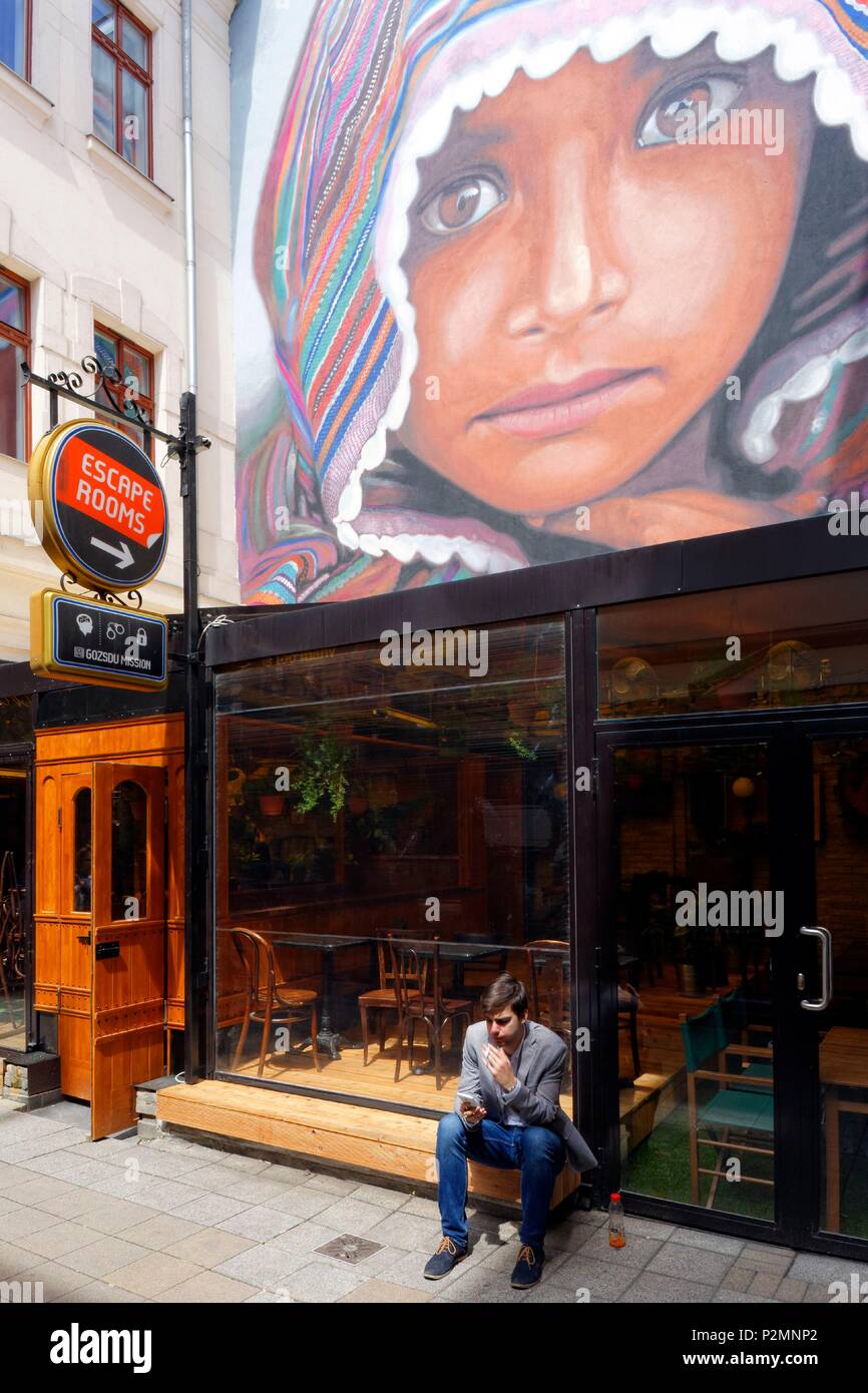 Budapest, Hungary, area classified as World Heritage, Pest, ruin bar ...