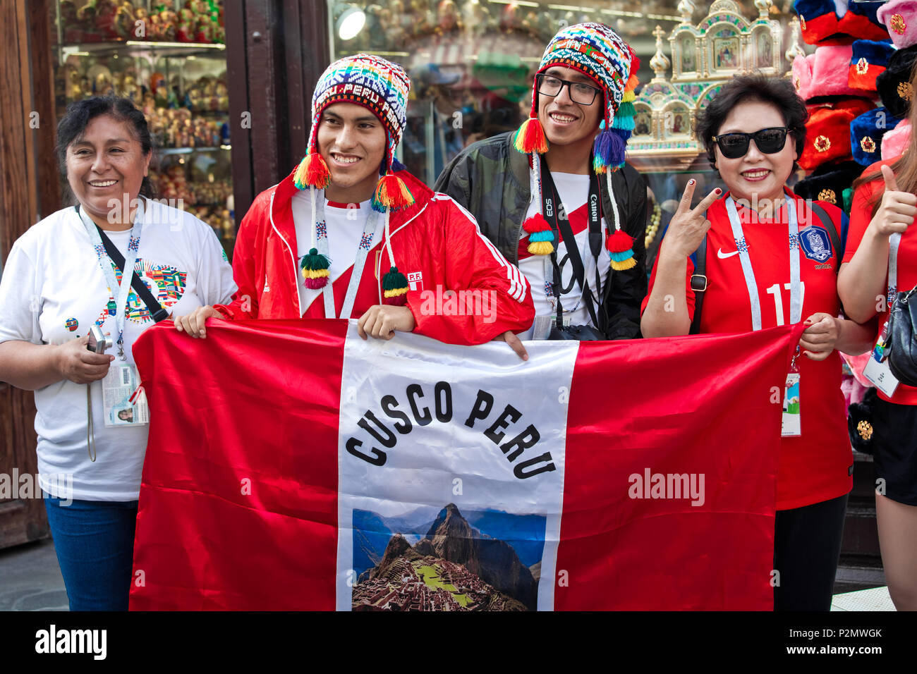 Moscow, Russia - June, 2018: Peru football fans on world cup ...