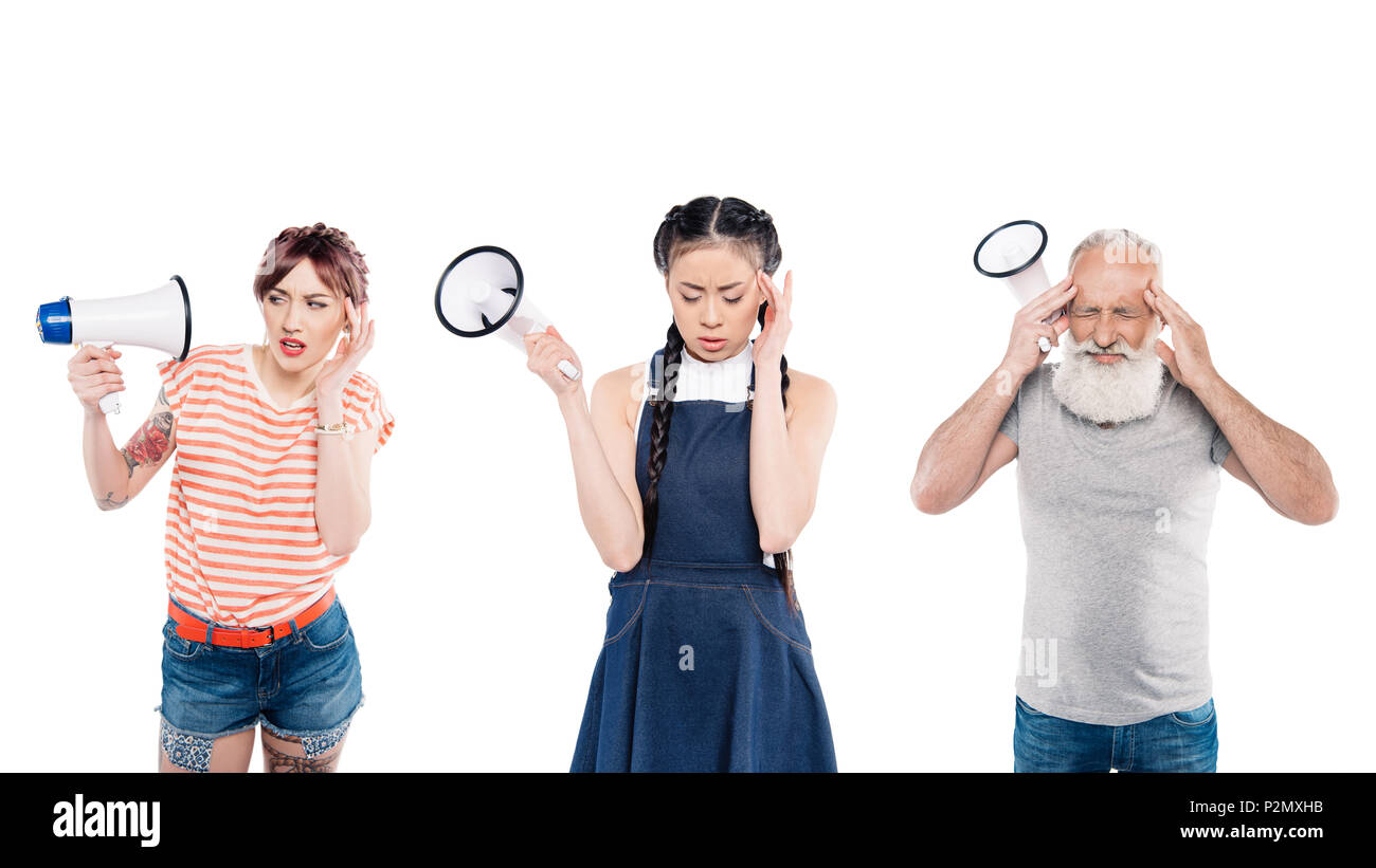 Hands with megaphones hi-res stock photography and images - Alamy