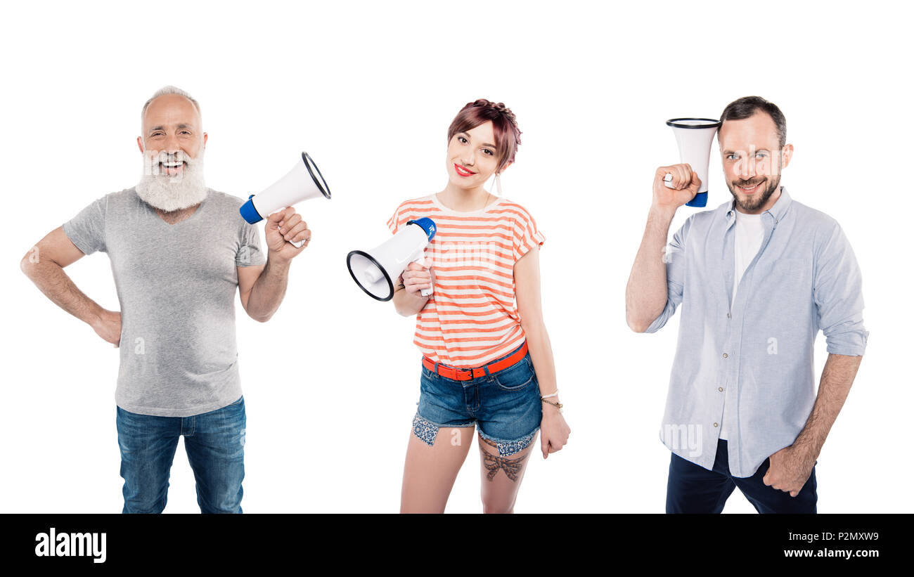 People megaphones on white hi-res stock photography and images - Alamy