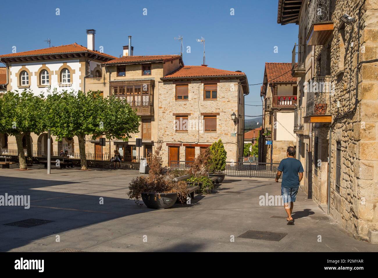 Spain, Alava, Bask country, Legutio, main square Stock Photo - Alamy
