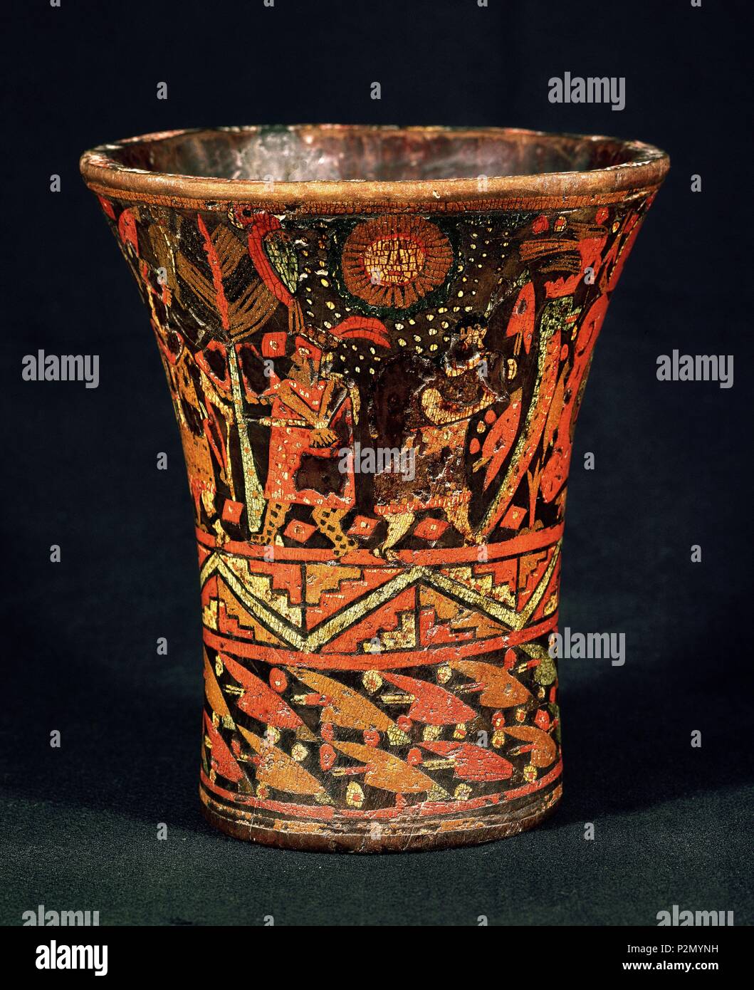 Pre-Columbian Inca Kero (jar). Madrid, Museum of America. Location ...
