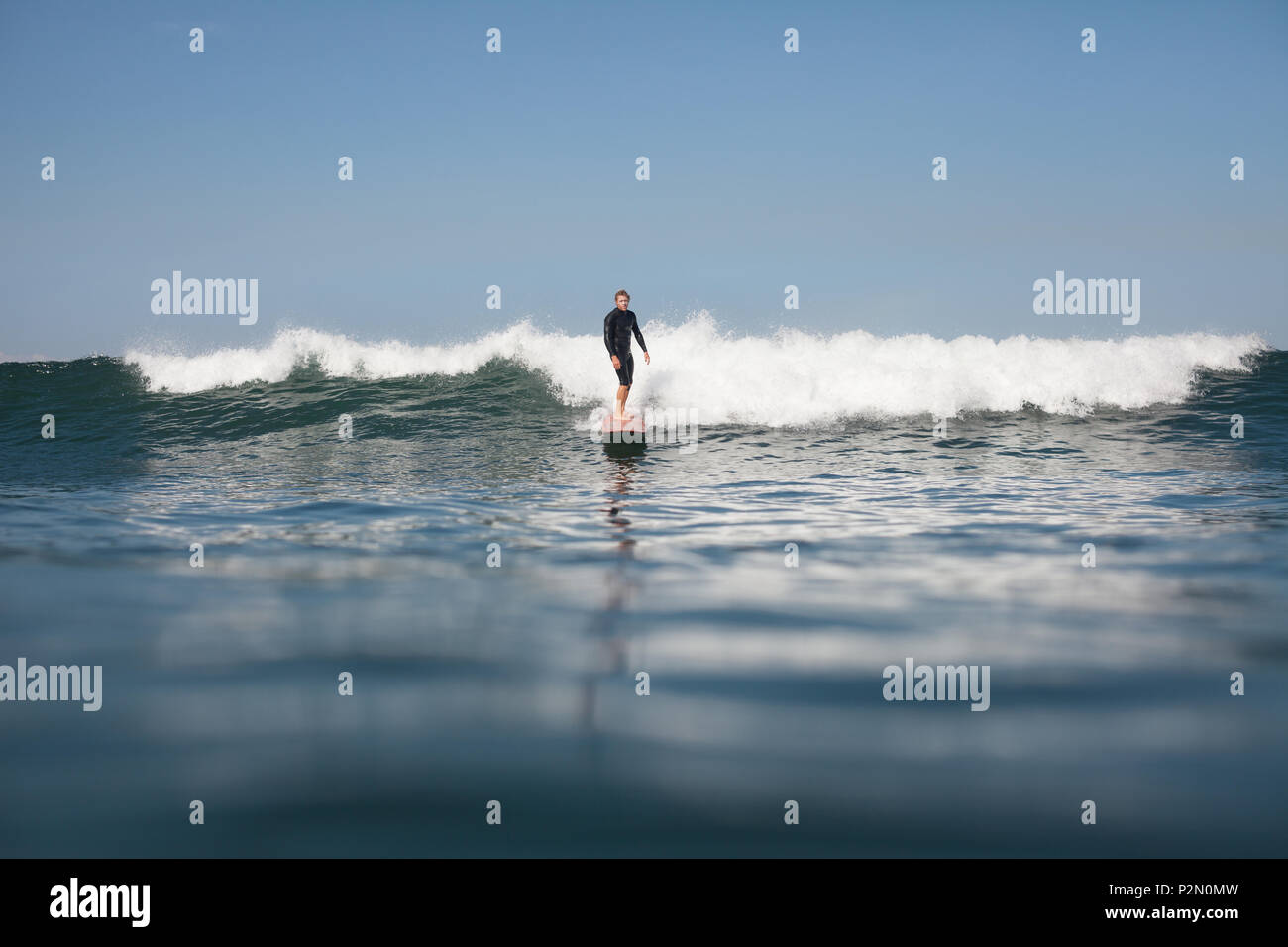 active man surfing wave on board in ocean Stock Photo - Alamy