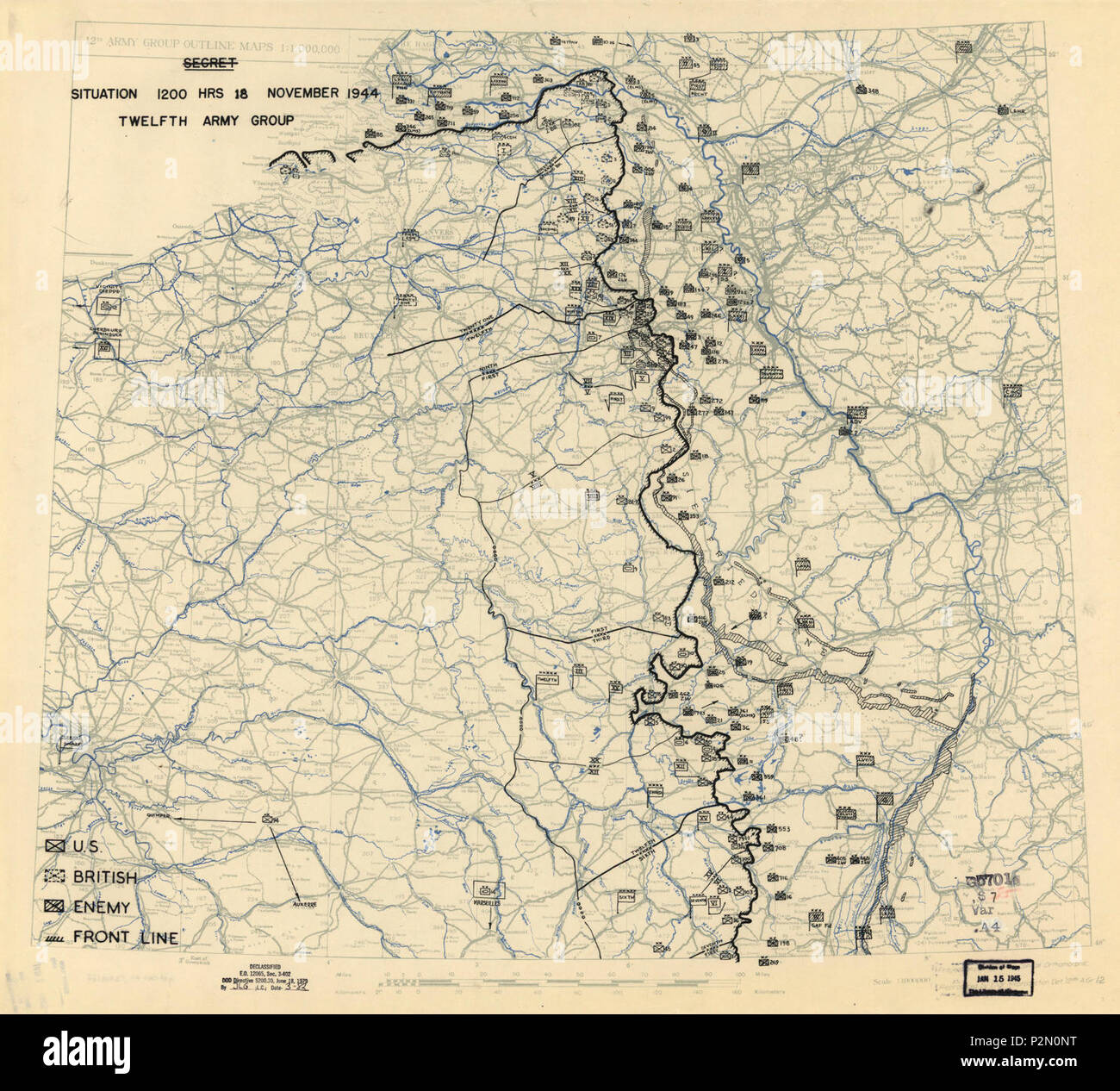 Hq twelfth army group situation map hi-res stock photography and images ...